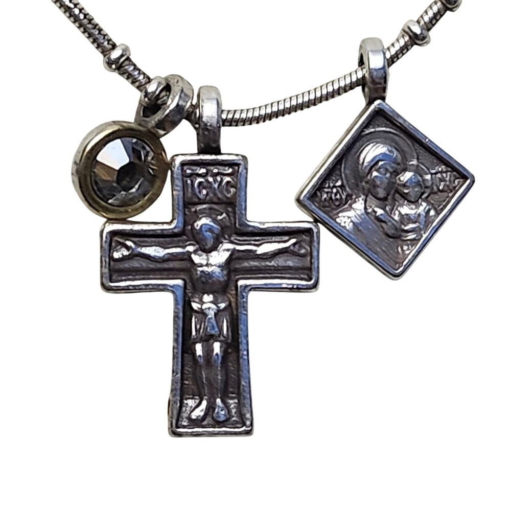 Rare Retired Brighton Blessed Cross Silver Plated Chr… - Gem